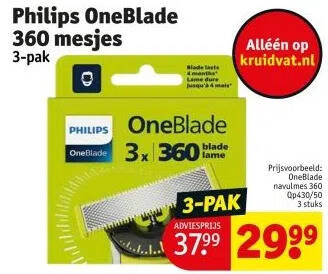 Philips OneBlade 360 mesjes 3-pak aanbieding bij Kruidvat