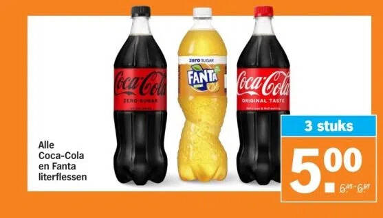 Coca-Cola en Fanta literflessen aanbieding bij Albert Heijn