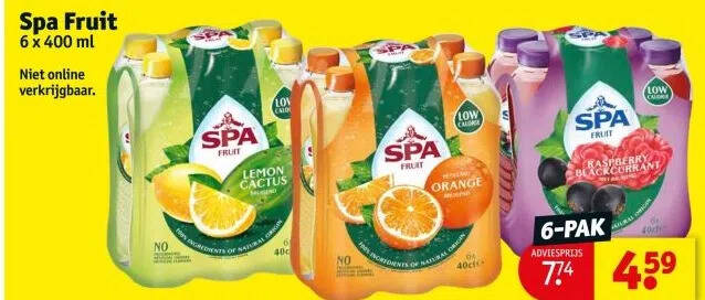 Spa Fruit 6 x 400 ml aanbieding bij Kruidvat