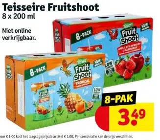Teisseire Fruitshoot 8 x 200 ml aanbieding bij Kruidvat