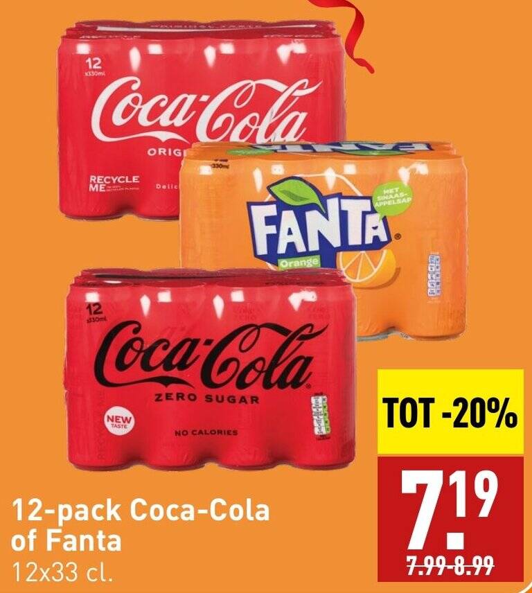 12-pack Coca-Cola of Fanta 12x33 cl. aanbieding bij ALDI