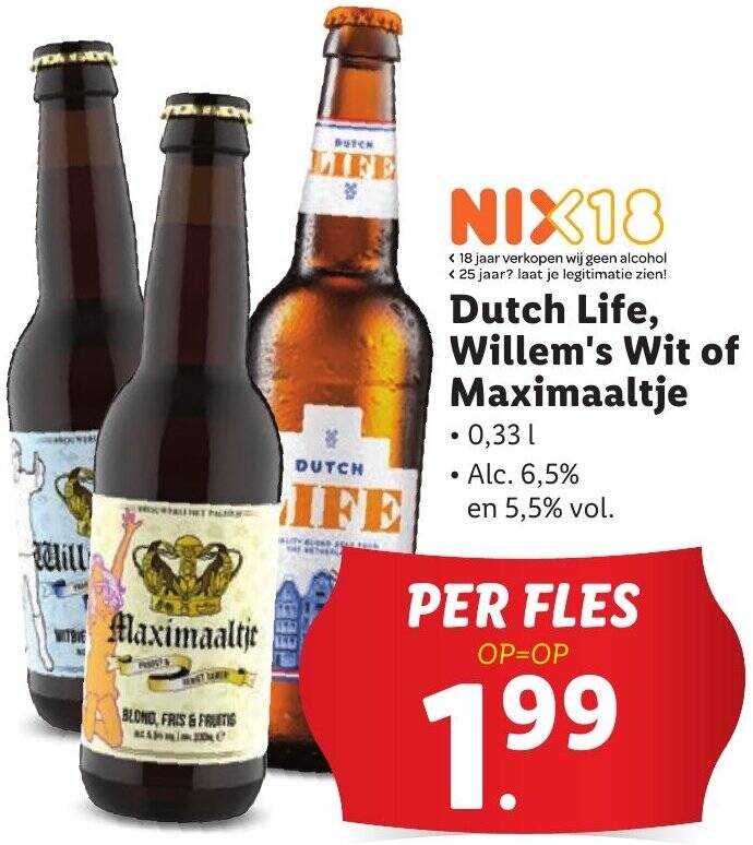 Dutch Life, Willem's Wit of Maximaaltje aanbieding bij Lidl