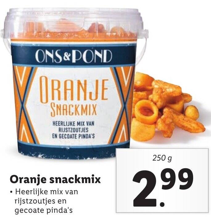 Oranje snackmix 250g aanbieding bij Lidl