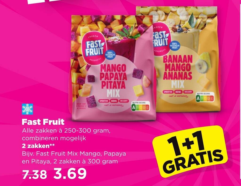 Fast Fruit 1+1 GRATIS aanbieding bij PLUS