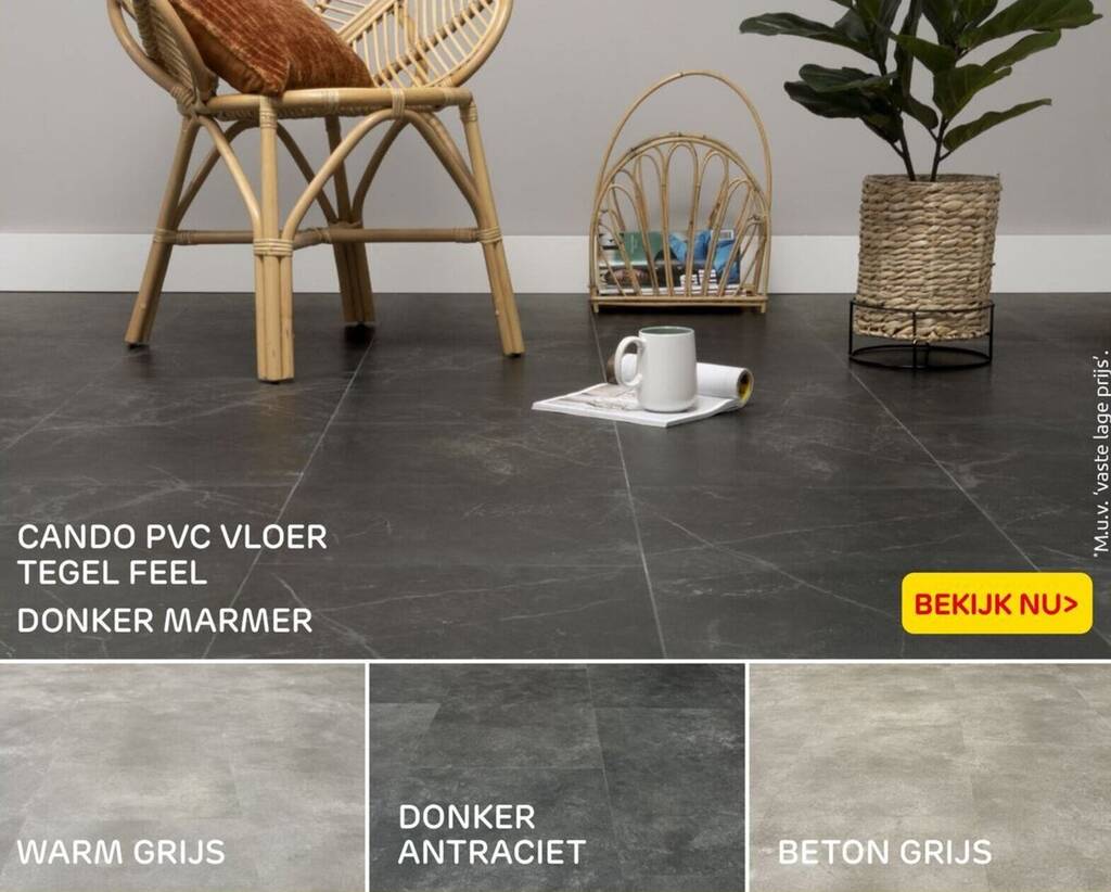 CANDO PVC VLOER TEGEL FEEL DONKER MARMER aanbieding bij Praxis
