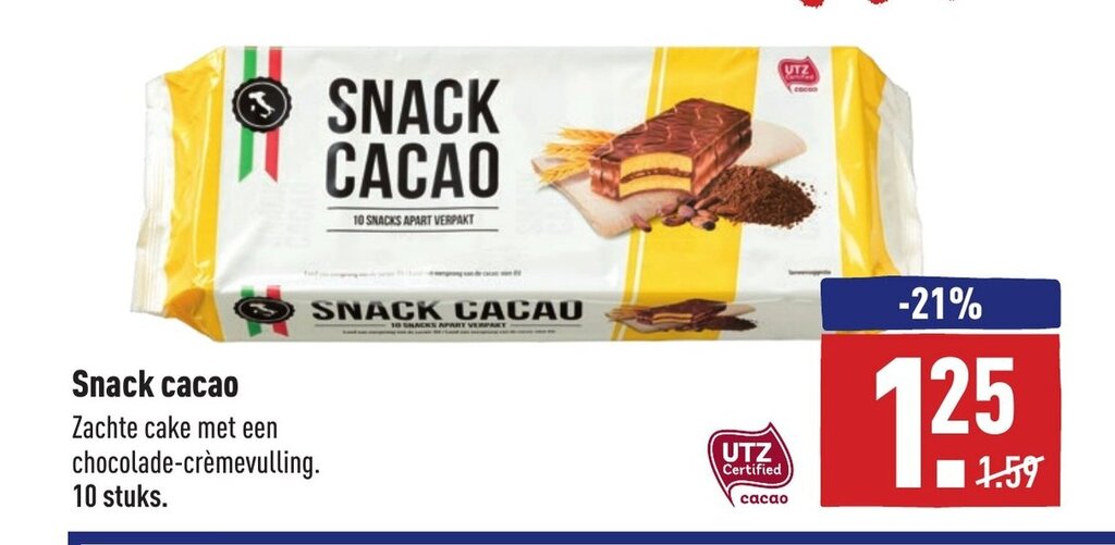 Snack Cacao 10 stuks aanbieding bij ALDI