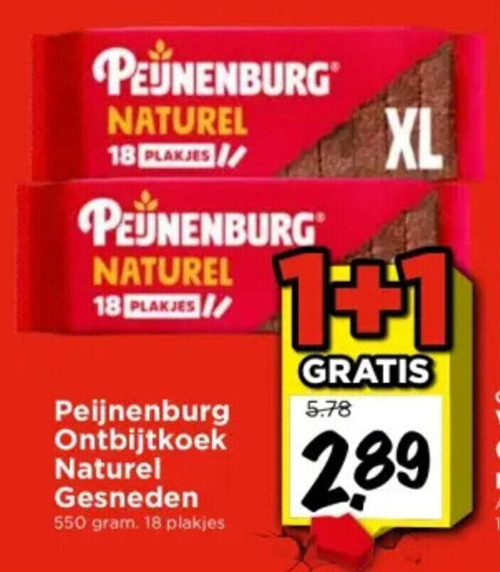 Peijnenburg Ontbijtkoek Naturel Gesneden aanbieding bij Vomar Voordeelmarkt