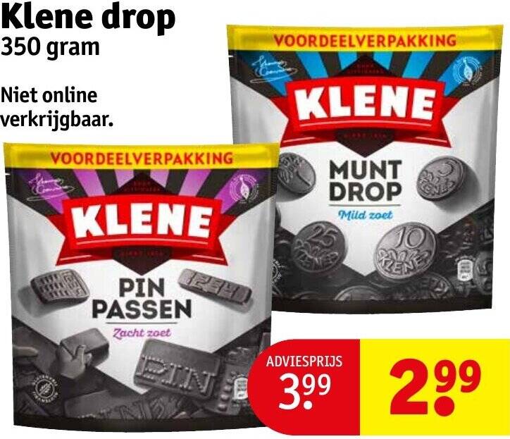 Klene drop 350 gram aanbieding bij Kruidvat