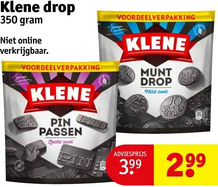 Klene drop 350 gram aanbieding bij Kruidvat