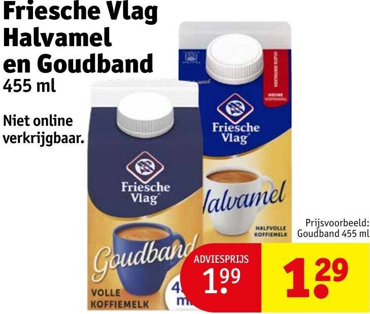 Friesche Vlag Halvamel en Goudband 455ml aanbieding bij Kruidvat
