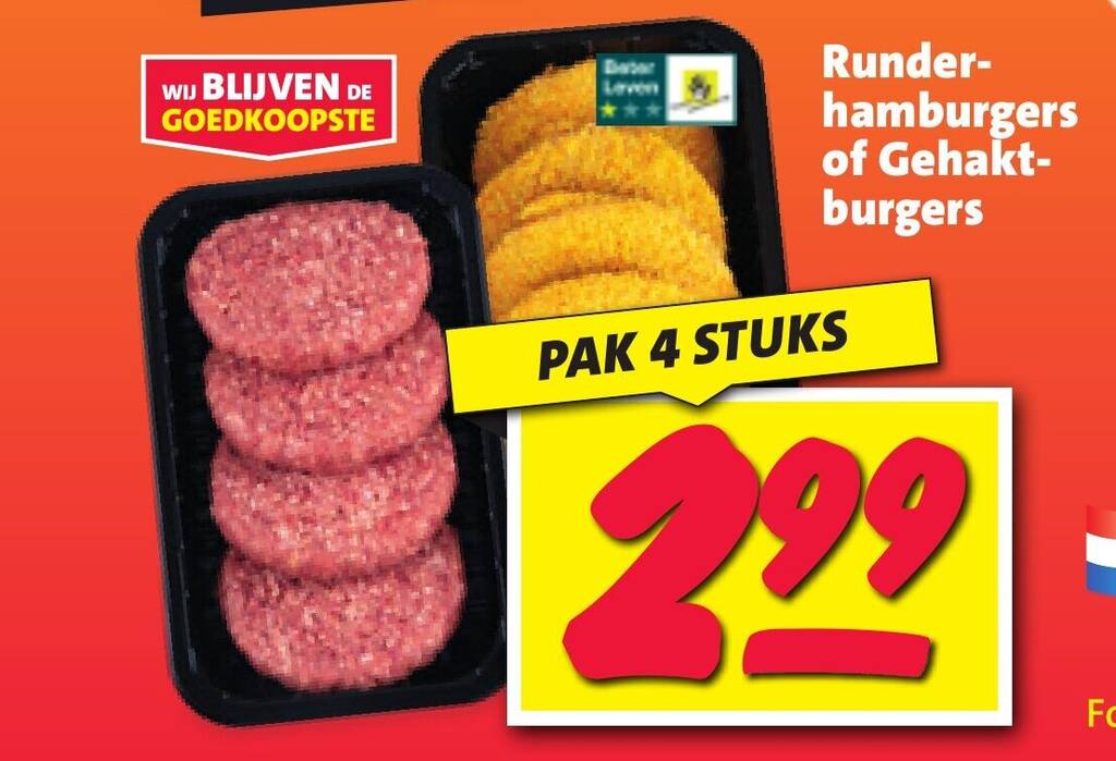 Runder hamburgers of Gehakt burgers aanbieding bij Nettorama
