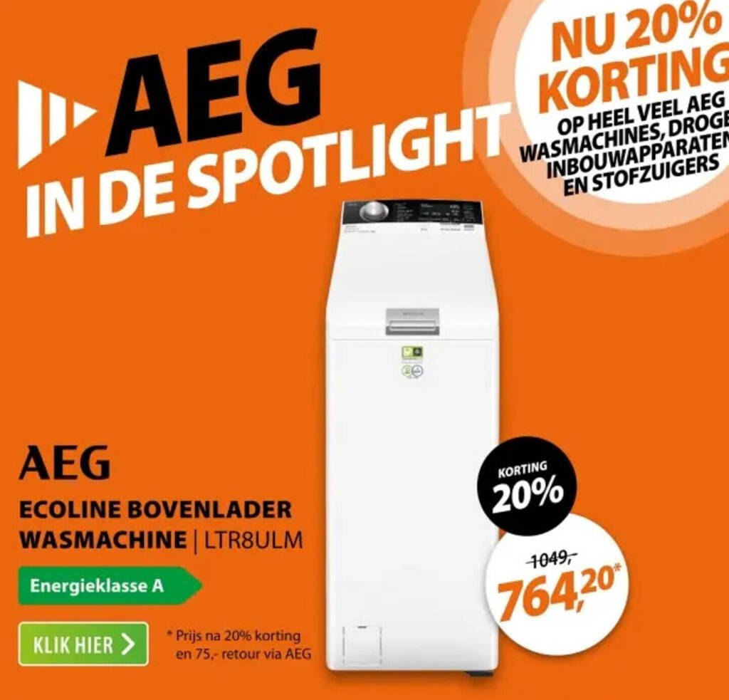 AEG ECOLINE BOVENLADER WASMACHINE aanbieding bij Expert