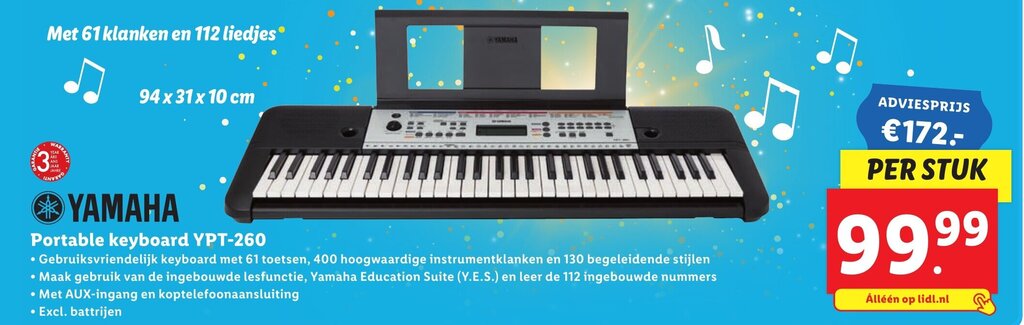 Portable keyboard YPT-260 aanbieding bij Lidl