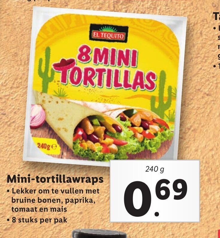 Mini-tortillawraps 240g aanbieding bij Lidl