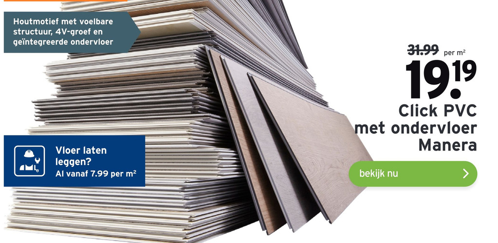 Click PVC met ondervloer Manera aanbieding bij GAMMA