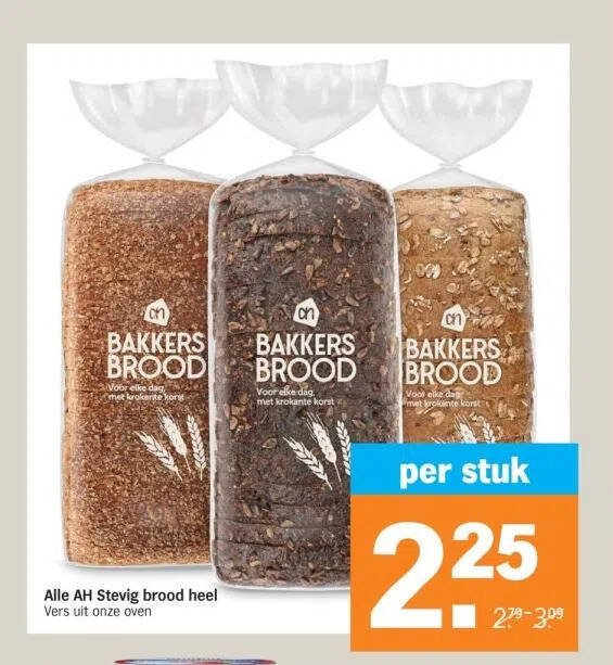 Alle AH Stevig brood heel Vers uit onze oven aanbieding bij Albert Heijn