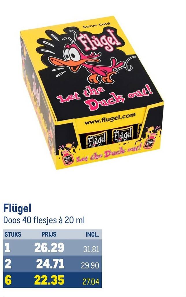 Flügel Doos 40 flesjes à 20mL aanbieding bij Makro