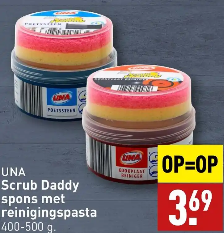 UNA Scrub Daddy spons met reinigingspasta 400-500 g. aanbieding bij ALDI