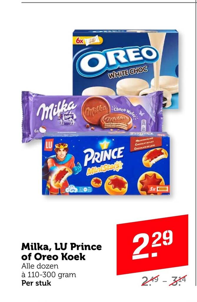 Milka, LU Prince of Oreo Koek aanbieding bij Coop