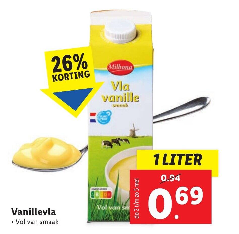 Vanillevla 1 LITER aanbieding bij Lidl