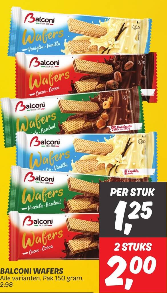 BALCONI WAFERS 150g aanbieding bij Dekamarkt