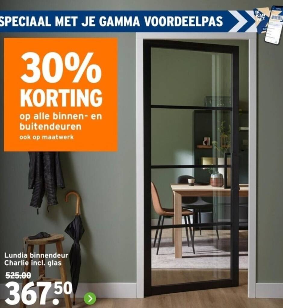 Lundia binnendeur Charlie incl. glas aanbieding bij GAMMA