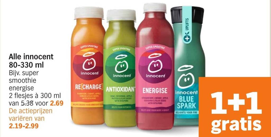 Innocent 80-330 mL 80 - 330 ml 1+1 gratis aanbieding bij Albert Heijn