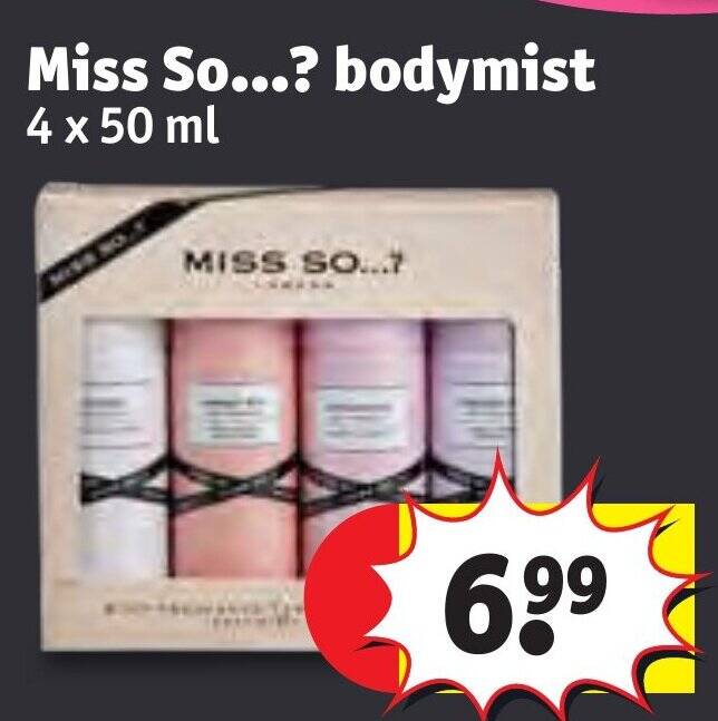 Miss So bodymist 4 x 50 ml aanbieding bij Kruidvat