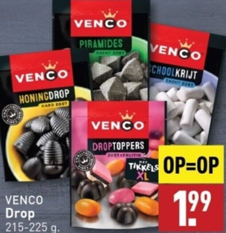 VENCO Drop 215-225 g. aanbieding bij ALDI