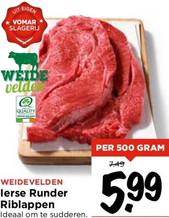 lerse Runder Riblappen 500g aanbieding bij Vomar Voordeelmarkt