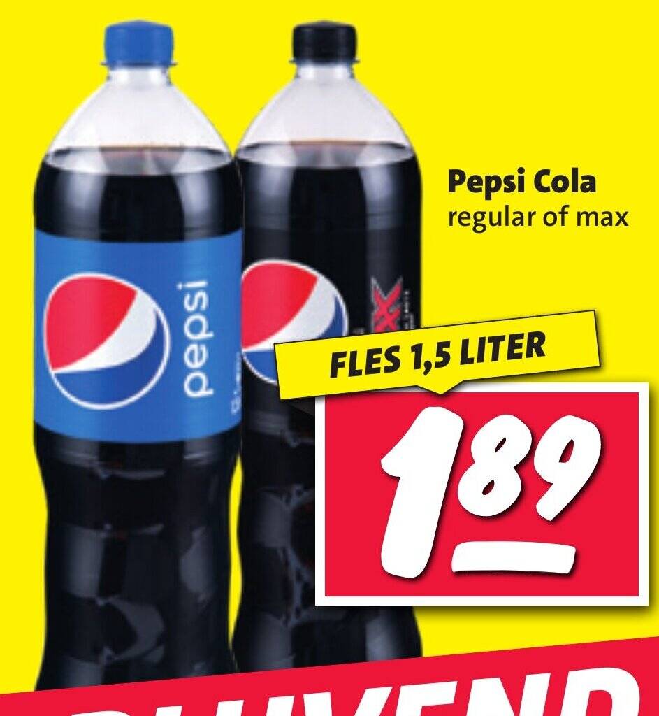 Pepsi Cola regular of max 1,5 LITER 1.5 liter aanbieding bij Nettorama