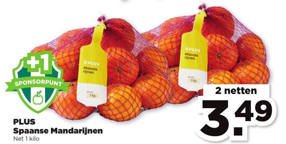 Plus Spaanse Mandarijnen 2*1kg aanbieding bij PLUS