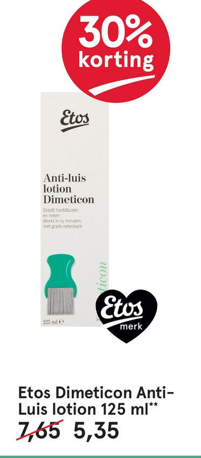 Etos Dimeticon Anti-Luis lotion 125 ml** aanbieding bij Etos
