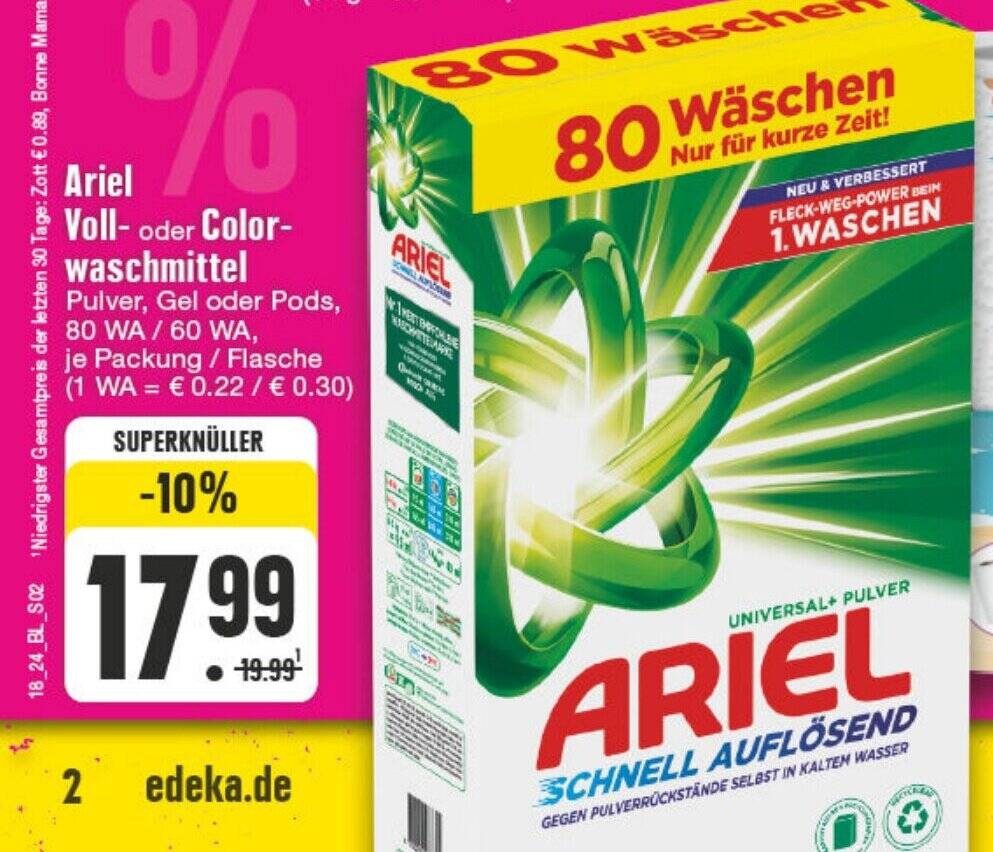 Ariel Voll Color waschmittel aanbieding bij Edeka DE