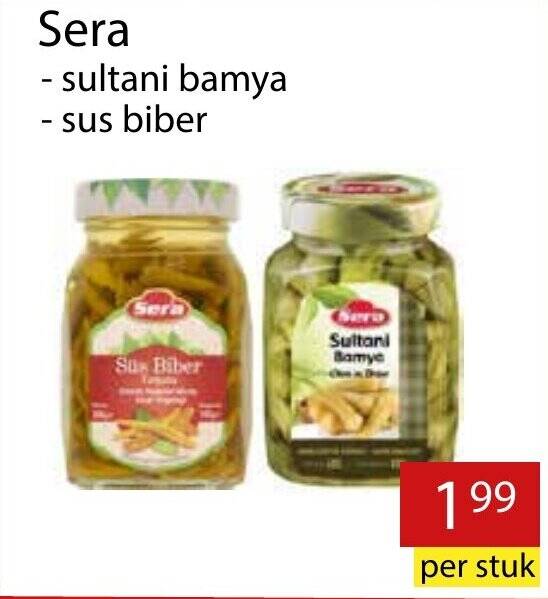 Sera sultani bamya sus biber per stuk aanbieding bij Tanger Markt