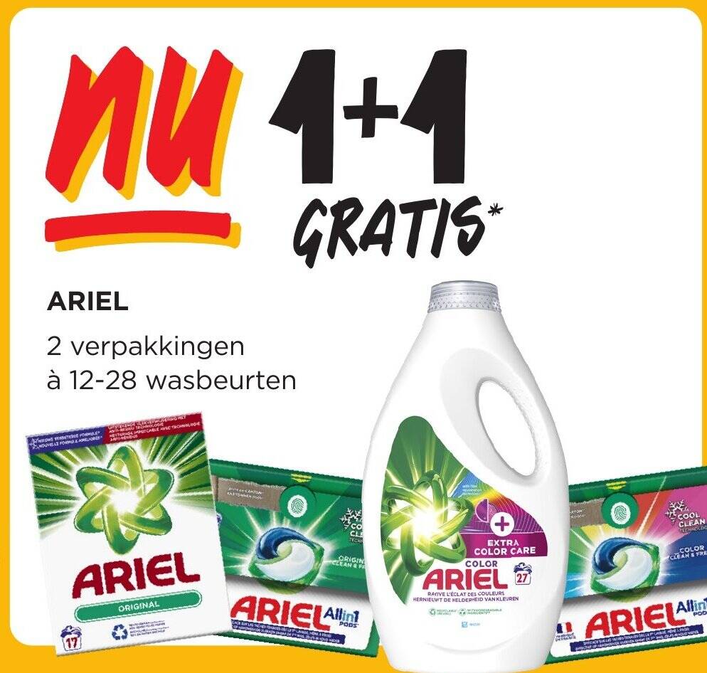 Ariel 1+1 GRATIS aanbieding bij Jumbo