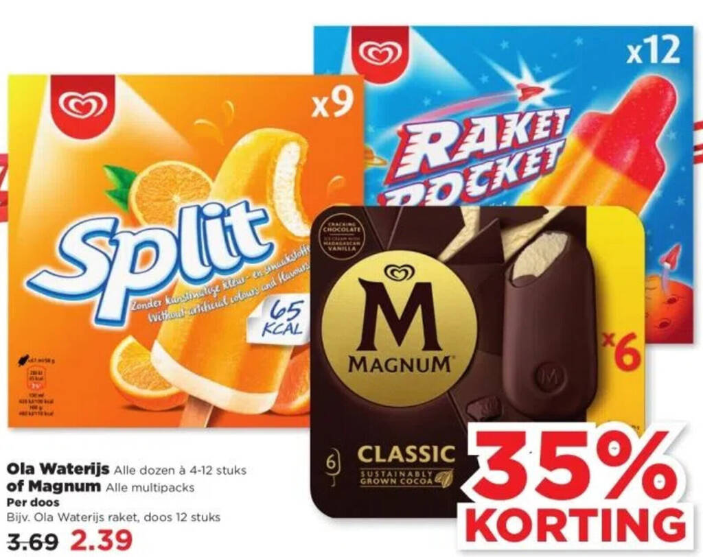 Ola Waterijs of Magnum aanbieding bij PLUS