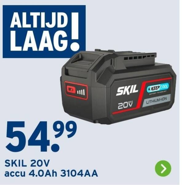 SKIL 20V accu 4.0Ah 3104AA aanbieding bij GAMMA