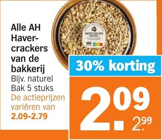 Alle AH Haver crackers van de bakkerij aanbieding bij Albert Heijn