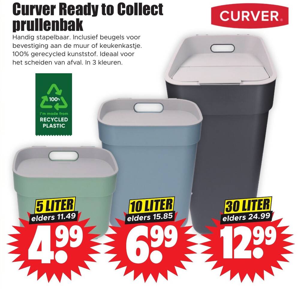 Curver Ready to Collect prullenbak 5 LITER aanbieding bij Dirk