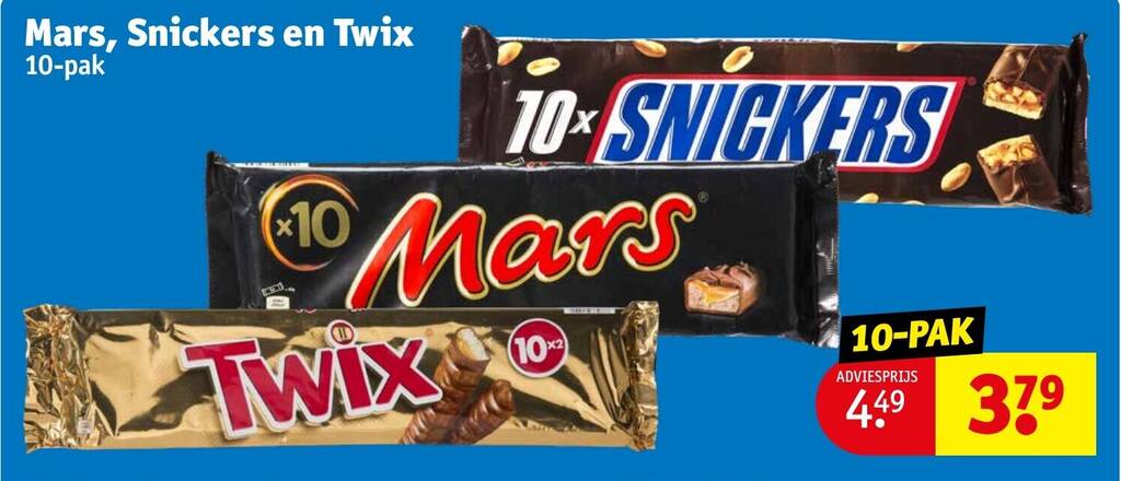 Mars Snickers en Twix aanbieding bij Kruidvat