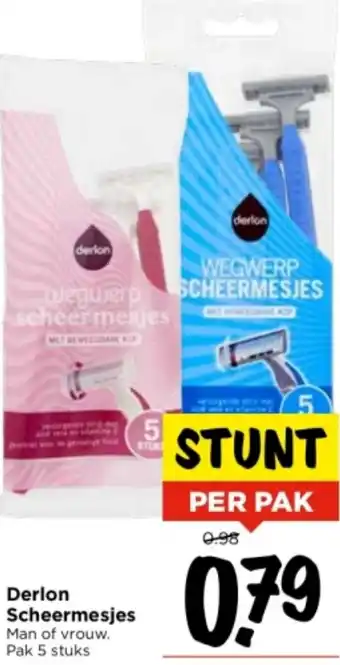 Derlon scheermesjes aanbieding bij Vomar Voordeelmarkt