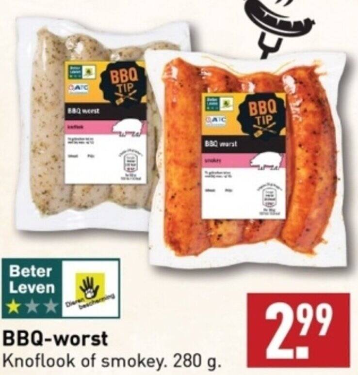 BBQ-worst 280g aanbieding bij ALDI