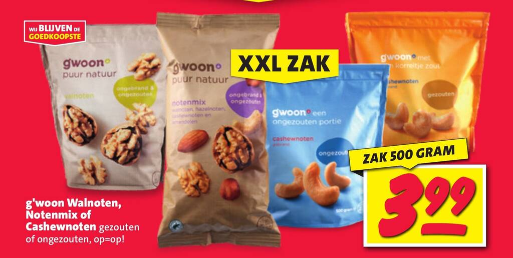 g'woon Walnoten, Notenmix of Cashewnoten aanbieding bij Nettorama g'woon Walnoten, Notenmix of Cashewnoten aanbieding bij Nettorama