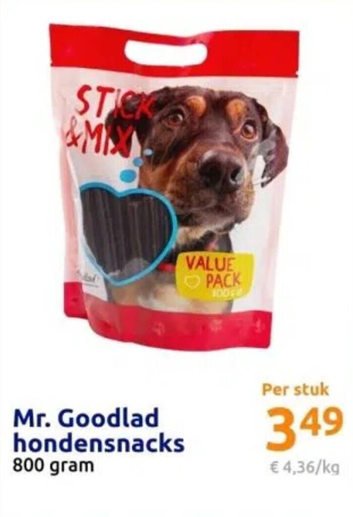 Mr. Goodlad hondensnacks 800 gram aanbieding bij Action