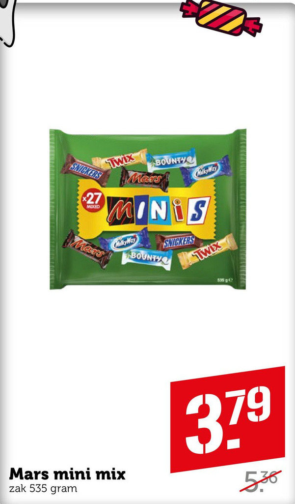 Mars mini mix zak 535 gram aanbieding bij Coop