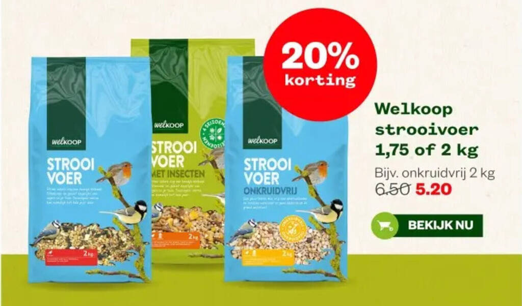 strooivoer 1,75 of 2 kg aanbieding bij Welkoop