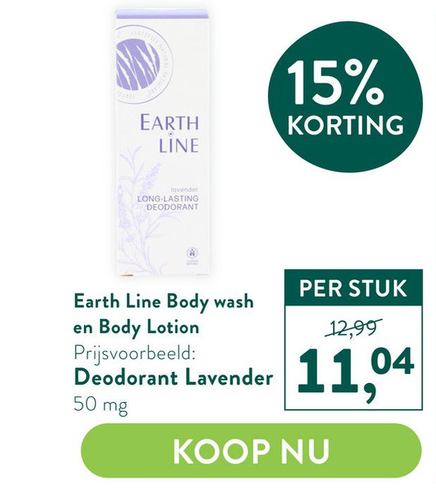 Earth Line Body wash Body Lotion en aanbieding bij Holland & Barrett