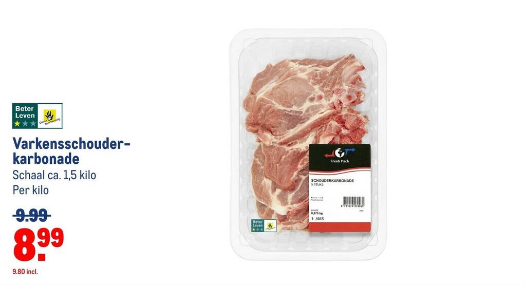 Varkensschouder karbonade 1,5 kilo 1.5 kilo aanbieding bij Makro