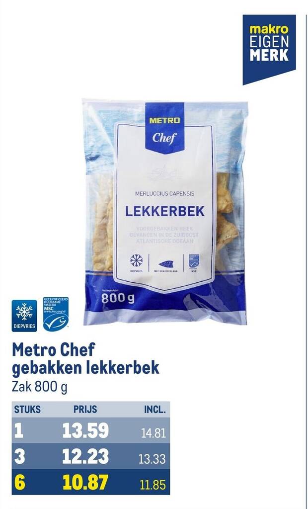 Metro Chef gebakken lekkerbek aanbieding bij Makro